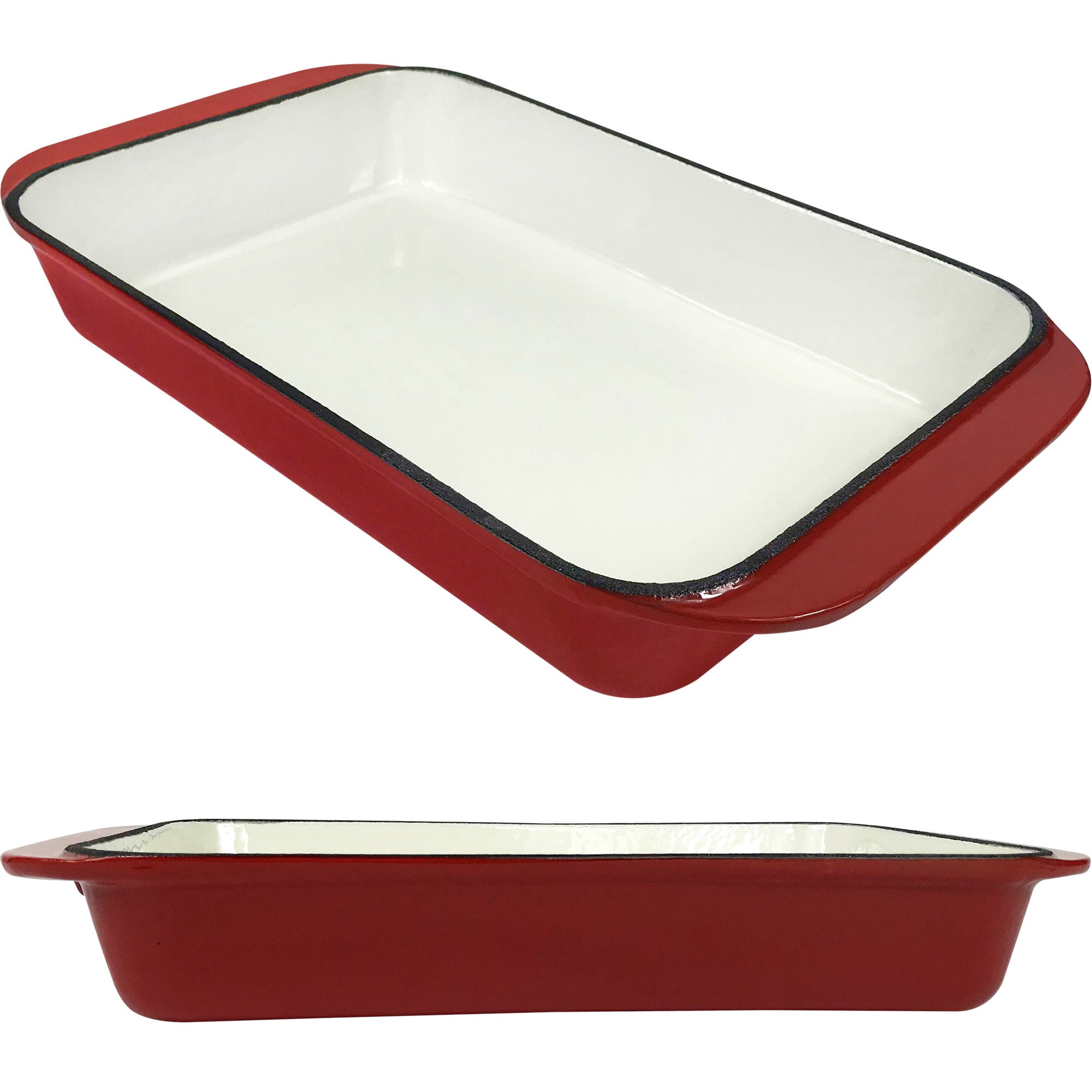 Enameled Cast Iron Rectangular Roaster, Casserole Dish, Lasagna Pan, D ...